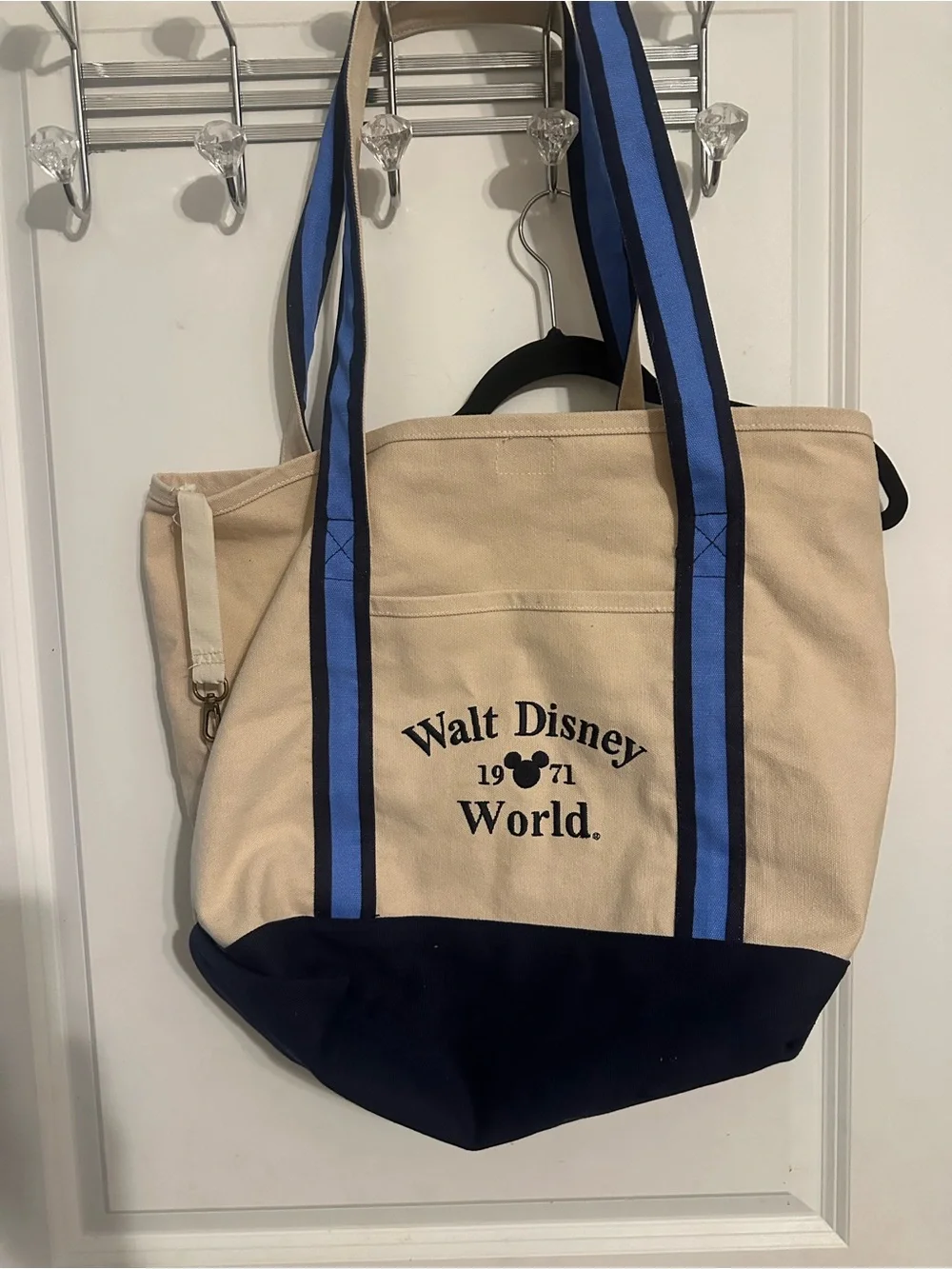 Disney | Bags | Disney Beige Canvas Tote With Navy And Light Blue ...